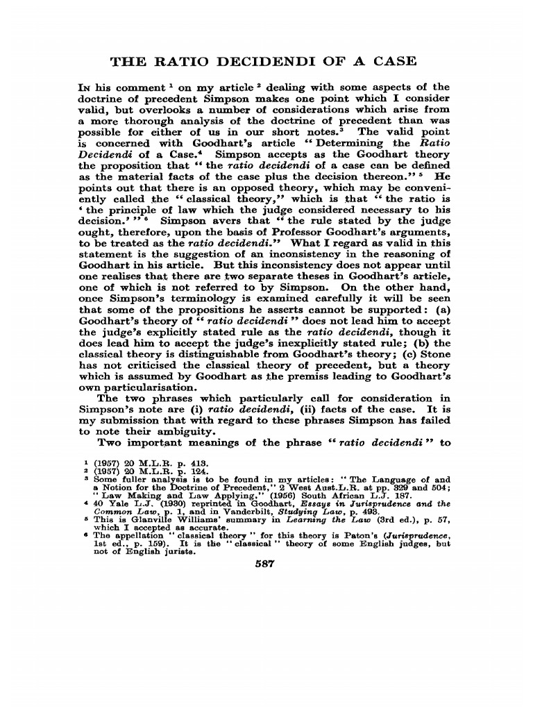 The Ratio Decidendi of A Case | PDF | Precedent | Theory