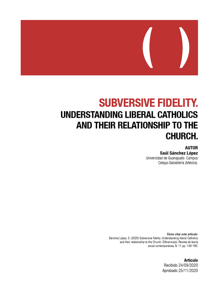 4 Subversive Fidelity Understanding Liberal Catholics | PDF | Catholic Church | Faith