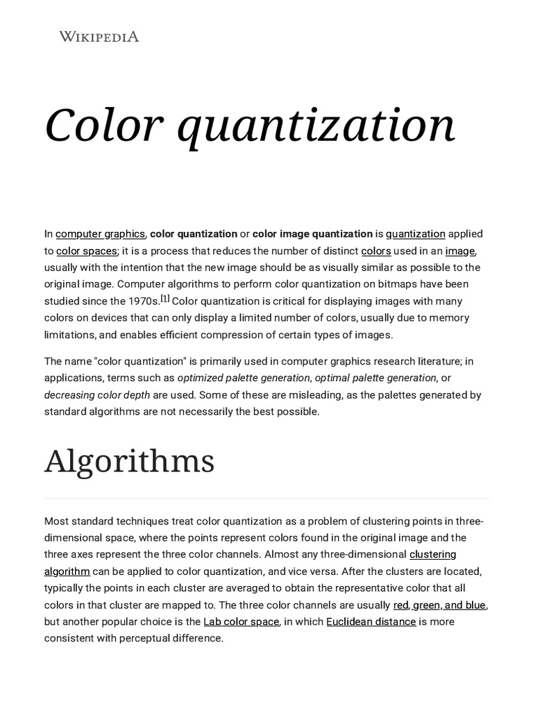 Color Quantization - Wikipedia | PDF | Graphics | Digital Technology