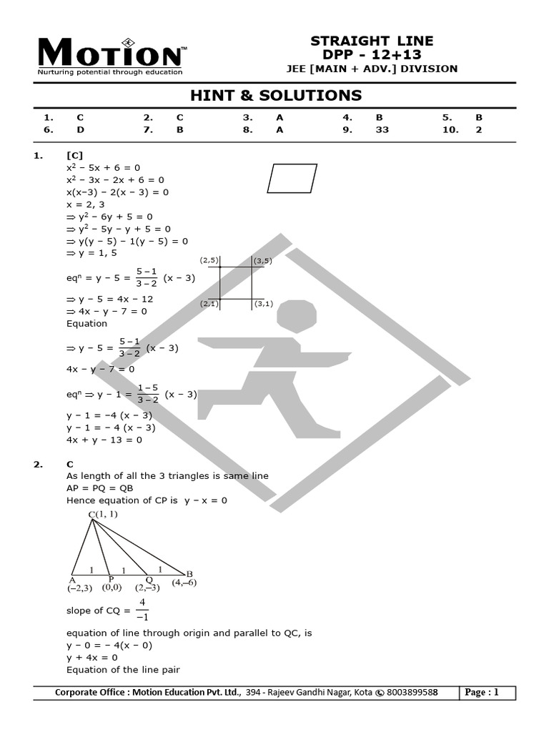 DPP-12+13 St.-Line Sol @GB Sir | PDF | Euclidean Geometry | Analytic ...
