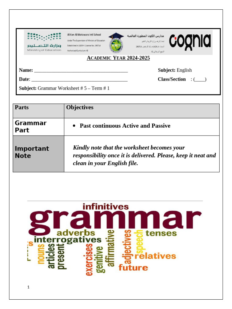 Grammar worksheet 5 | PDF | Subject (Grammar) | Languages