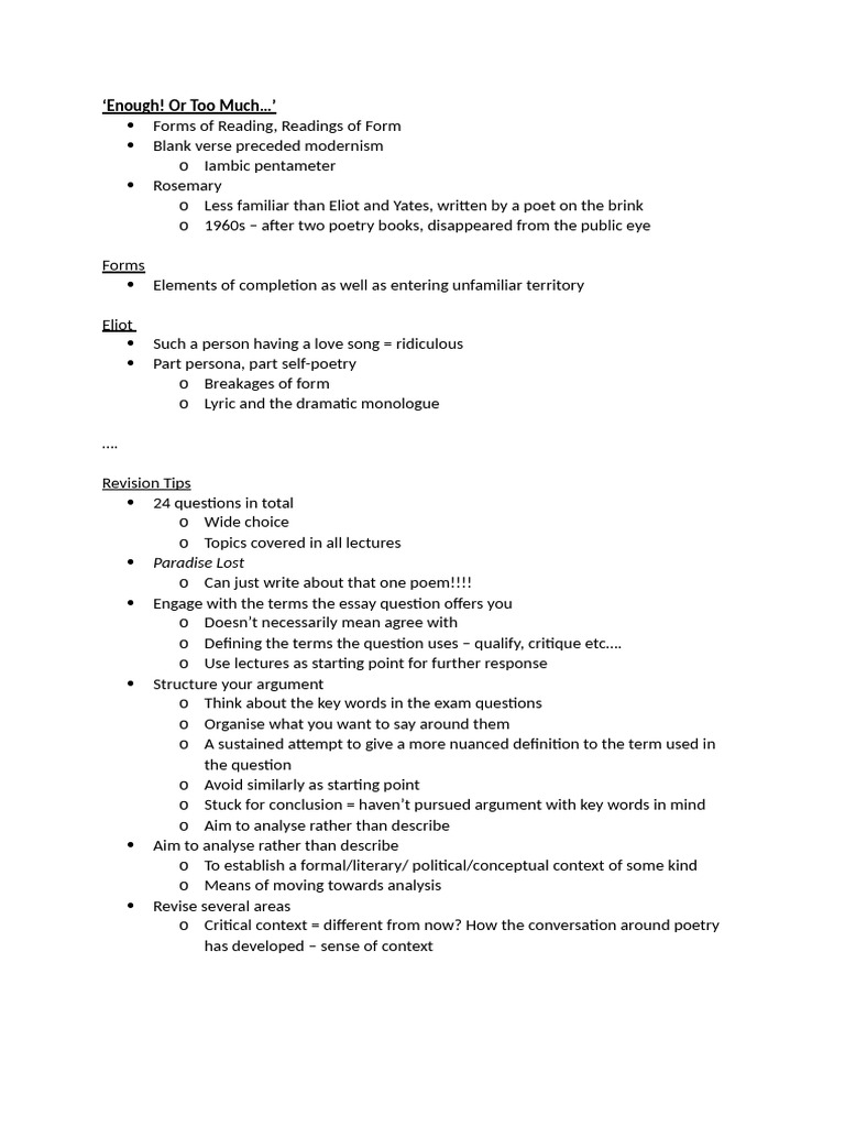 L21 - Revision, 'Enough! or Too Much' | PDF