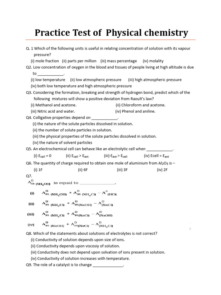 Practice Test of Chemistry 12 (2,3,4,9) | PDF | Coordination Complex ...
