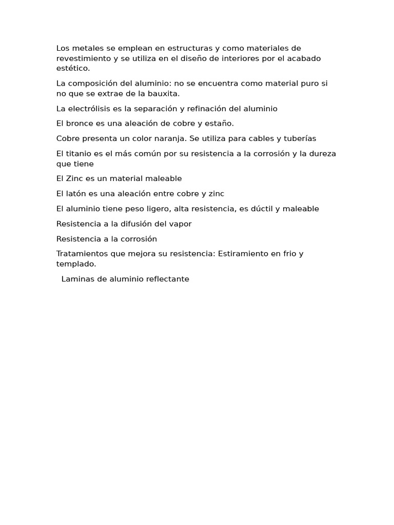 Propiedades y usos de metales comunes | PDF