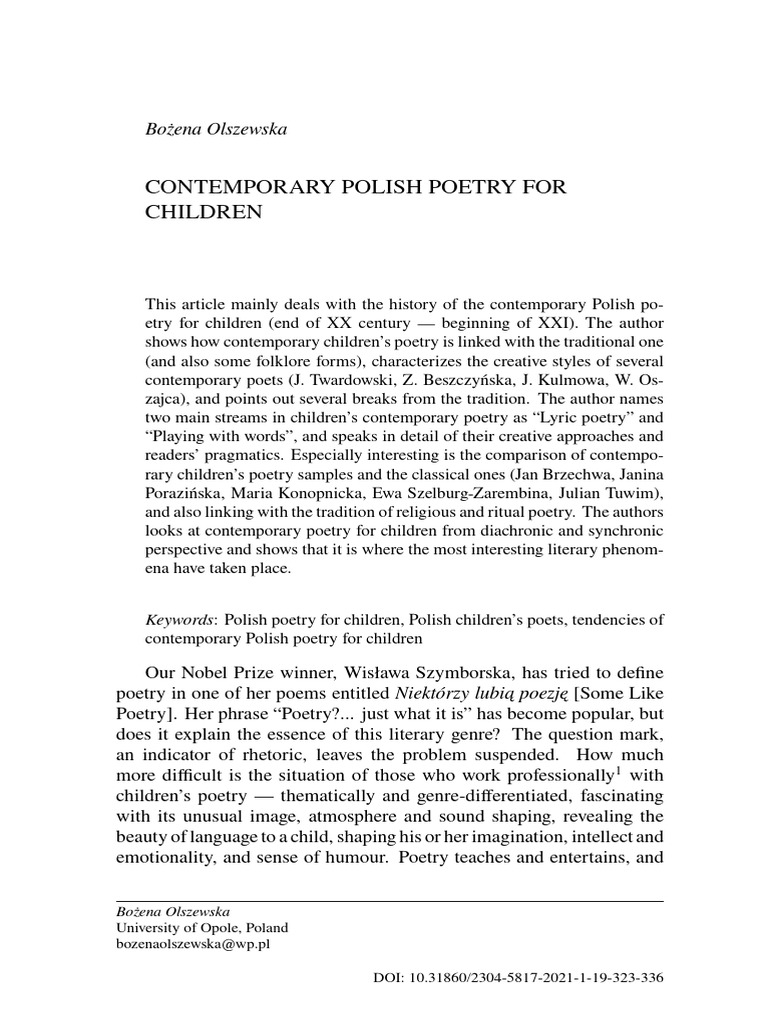 Contemporary Polish Poetry for Children | PDF | Poetry | Christmas Carols