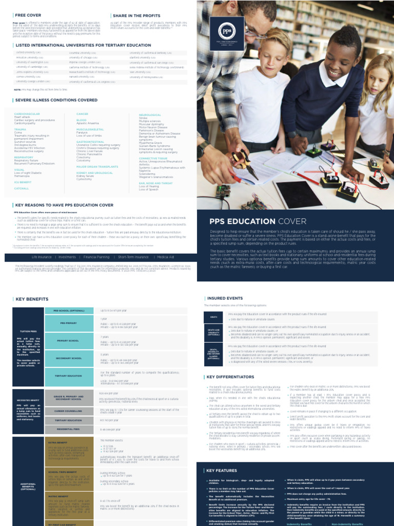 One Pager 2020 PPS Education Cover V1 | PDF | Insurance | Life Insurance