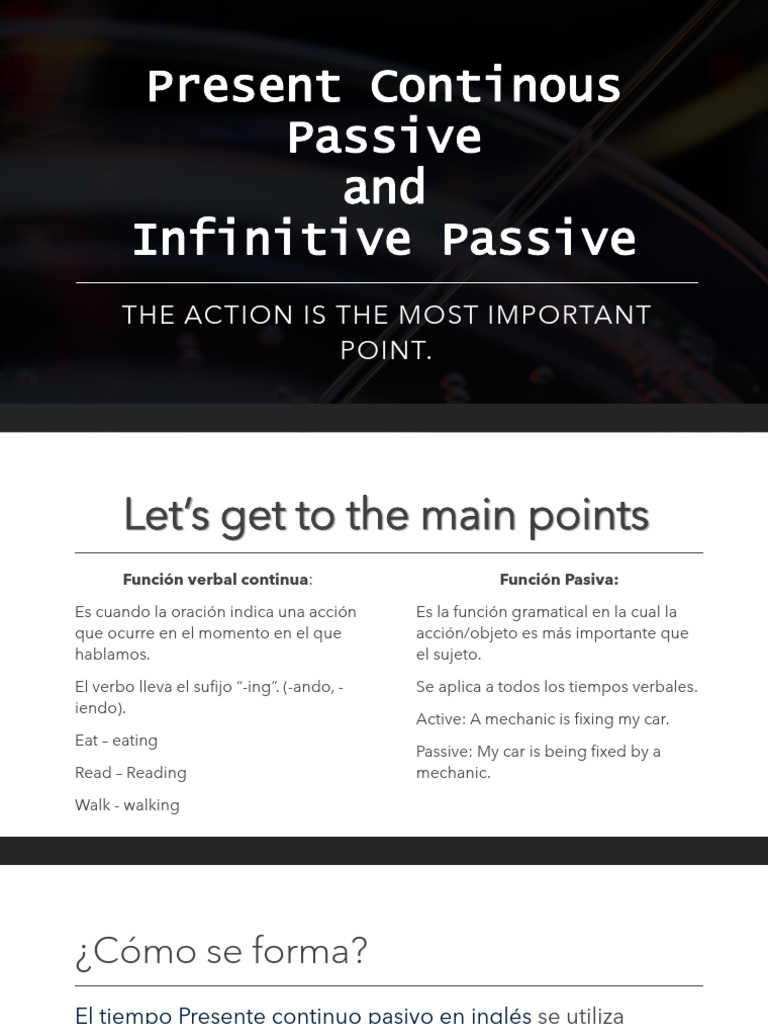 Present Continous Passive and Infinitive Passive | PDF | Verbo | Asunto ...