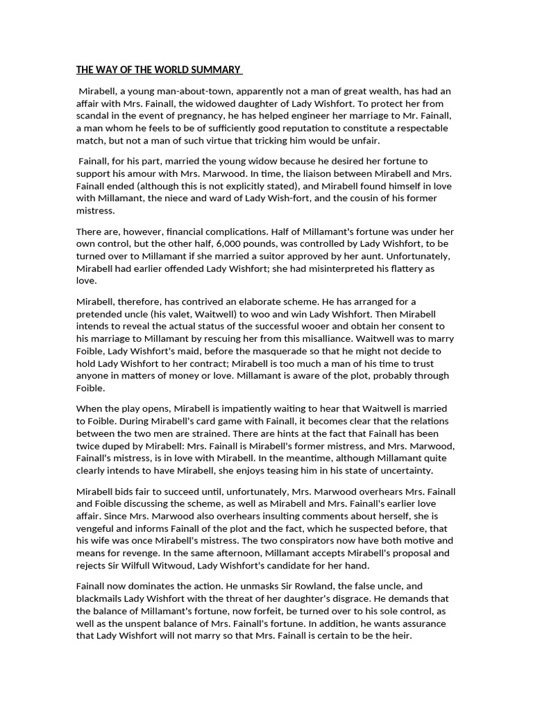 Summary of The Way of the World | PDF
