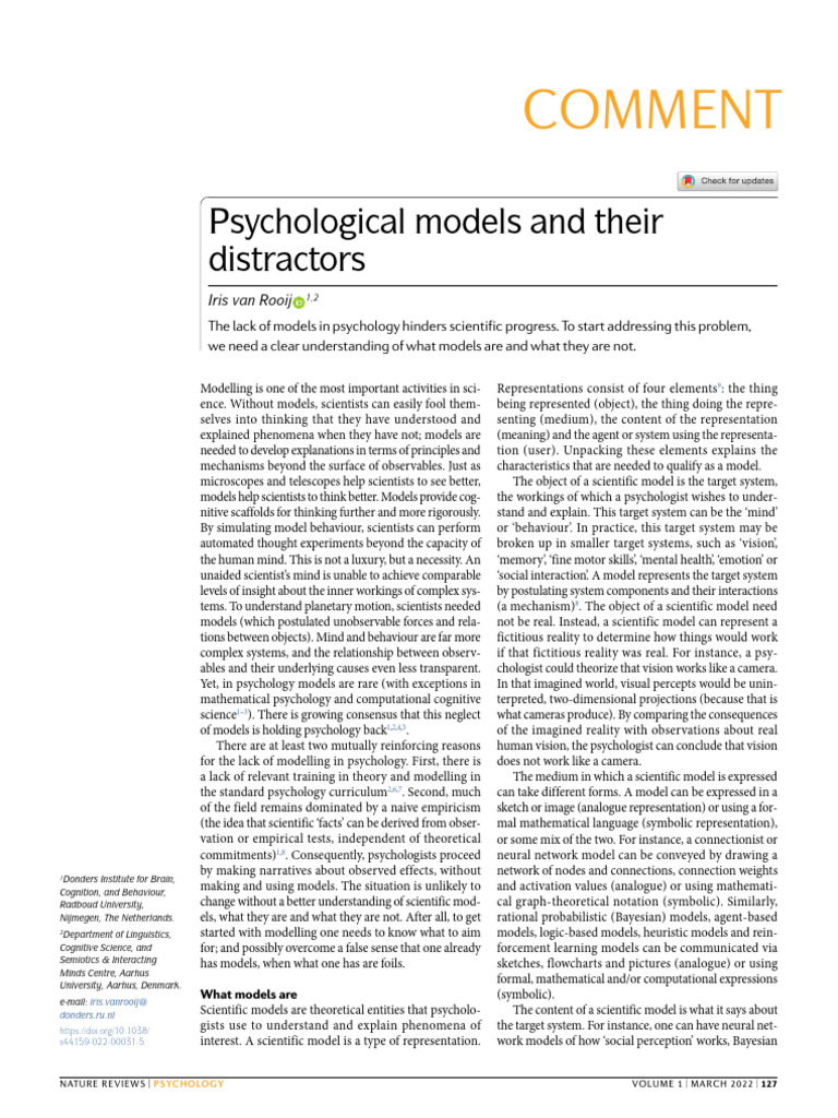 Psychological Models and Their Distractors 1734453857 | PDF ...
