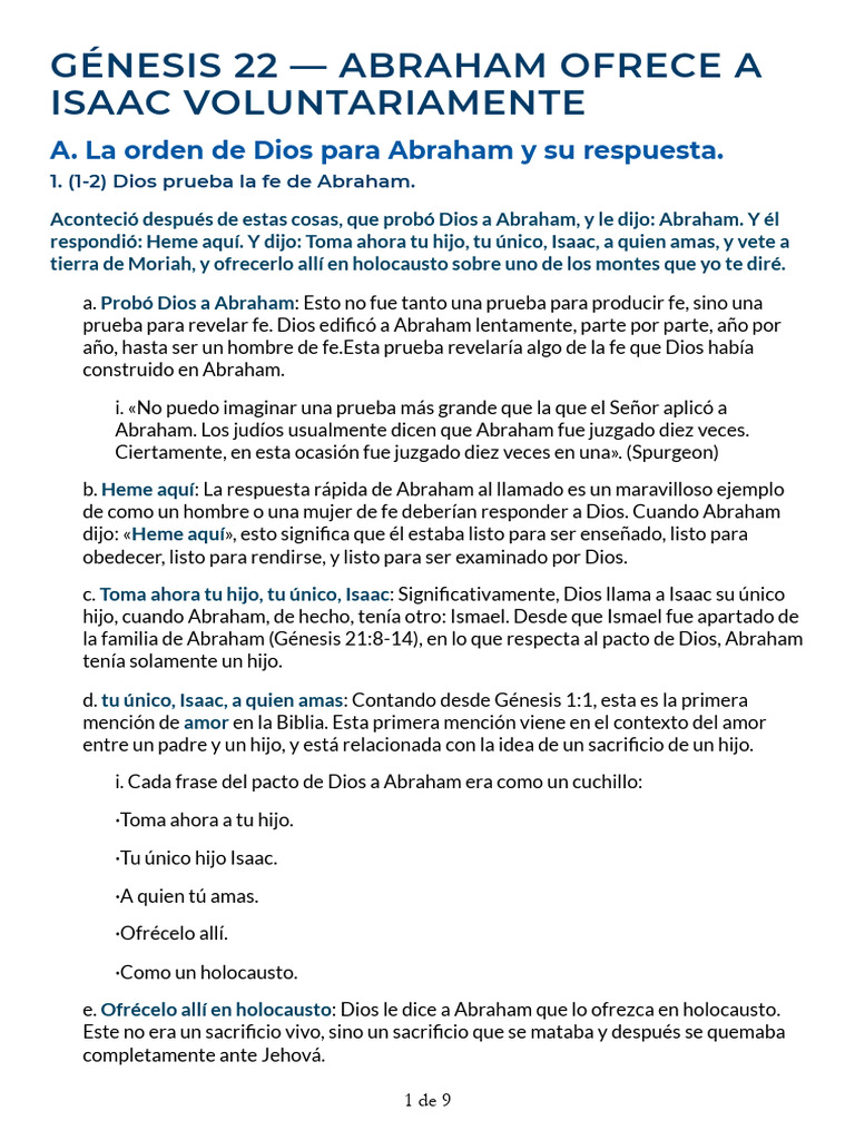Génesis 22 - Abraham Ofrece A Isaac Voluntariamente | PDF | Abrahán | Ismael