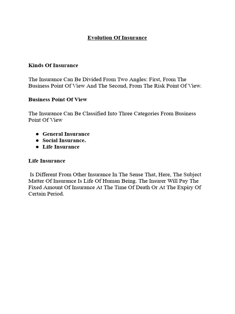 Evolution of Insurance | PDF | Insurance | Property Insurance