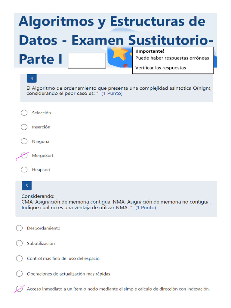Solución a preguntas de Algoritmos | PDF