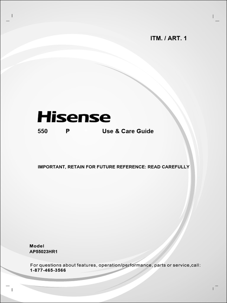Hisense 550 Sq. FT Portable AC Use & Care Guide | PDF