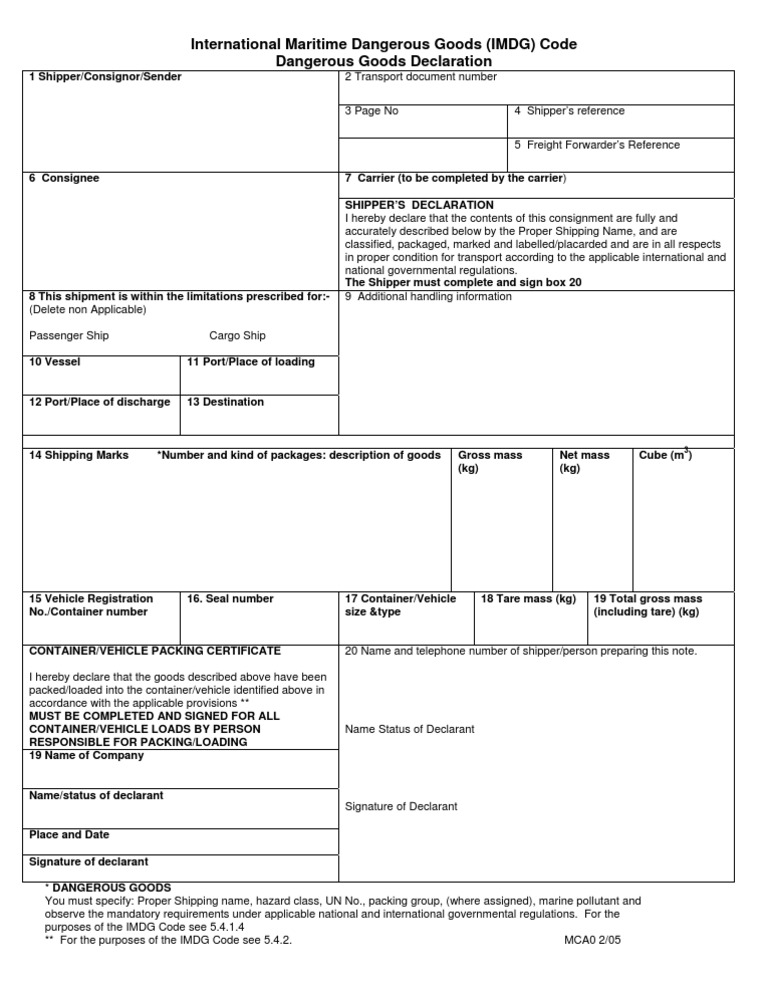 International Maritime Dangerous Goods (IMDG) Code Dangerous Goods ...