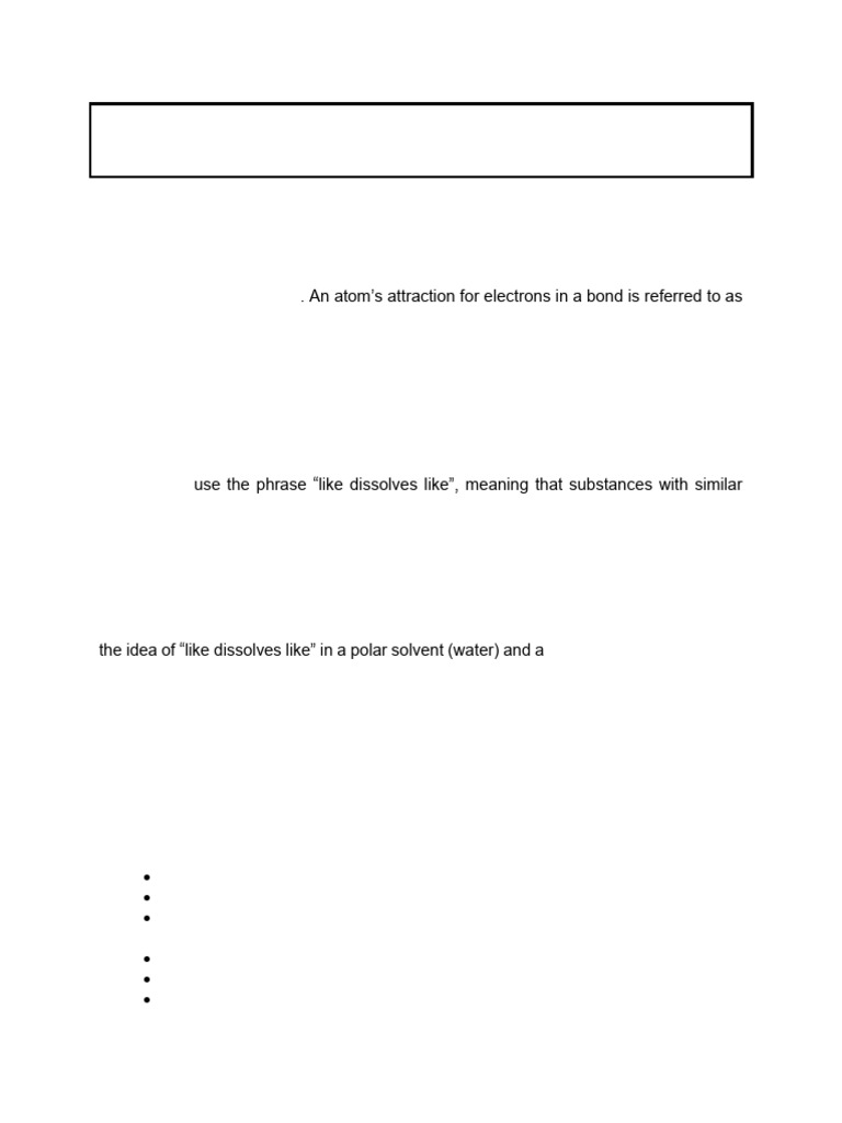 LAB - L9 - Like Dissolves Like | PDF | Chemical Polarity | Chemical Bond