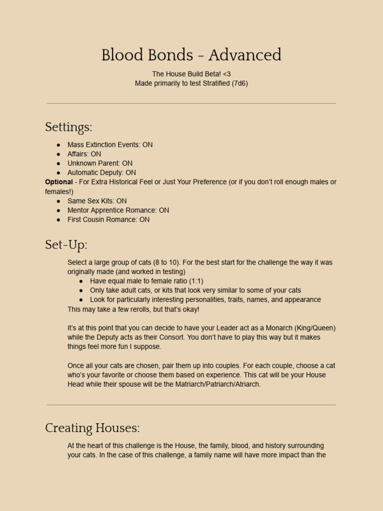 Blood Bonds: House Building Guide | PDF