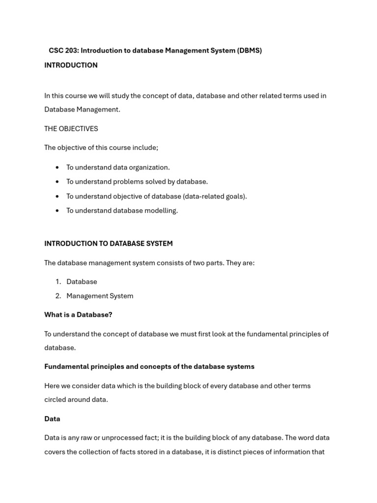 CSC 203 | PDF | Databases | Computer File
