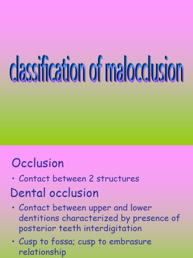 Classification of Malocclusion Systems | PDF | Dentistry Branches ...