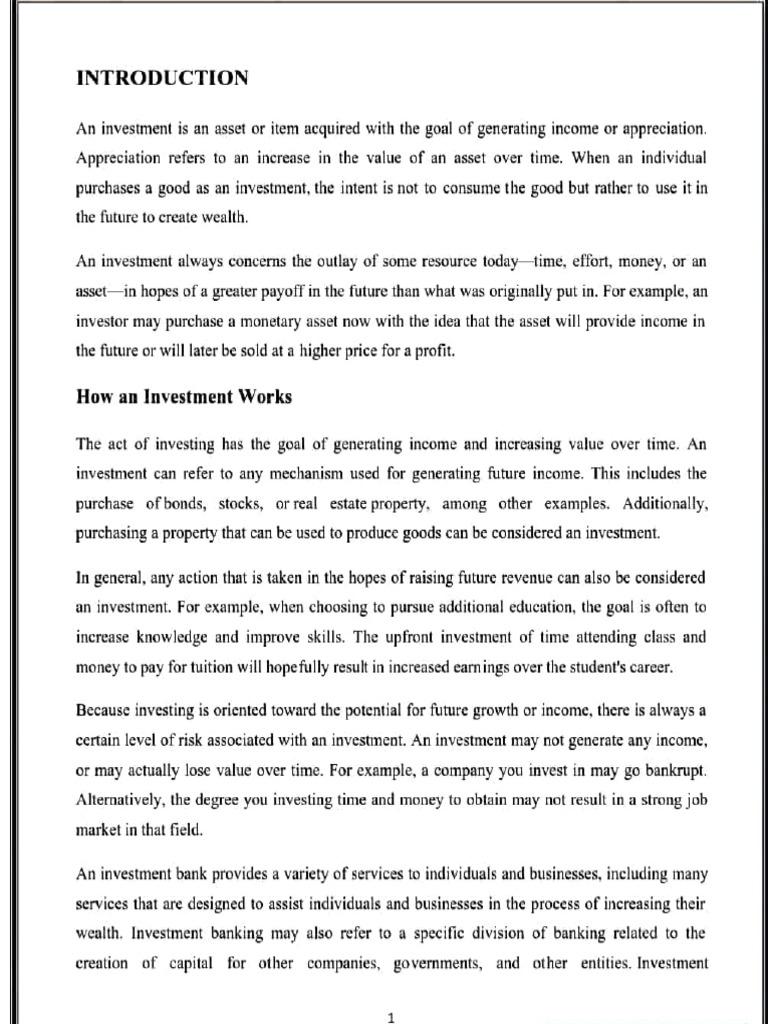 Internship Project | PDF | Investing | Stocks