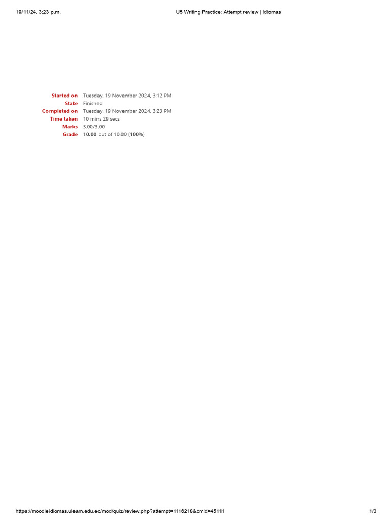 U5 Writing Practice - Attempt Review - Idiomas | PDF | Food And Drink Preparation | Cooking