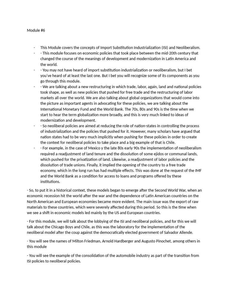 Module 6 - Overview | PDF | Neoliberalism | Economies