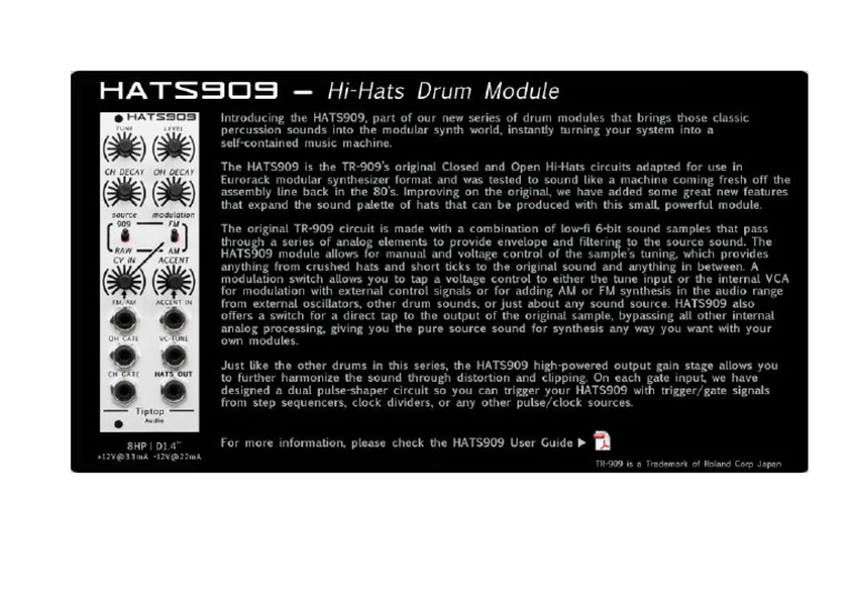 Tiptop Audio Hats 909 473551 | PDF