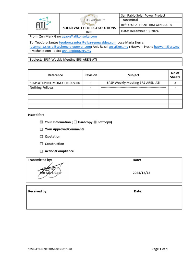 SPSP Ati PLNT TRM Gen 015 R0 | PDF