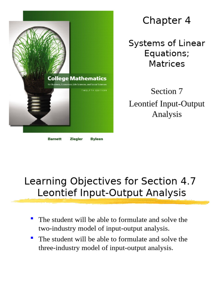 Input Output Analysis Notes Pdf Inputoutput Model Applied Mathematics