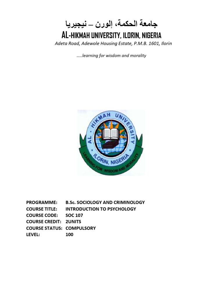 SOC 107 LECTURE NOTE ONE FOR 20242025 | PDF | Psychology | Mind SOC 107 LECTURE NOTE ONE FOR 20242025 | PDF | Psychology | Mind