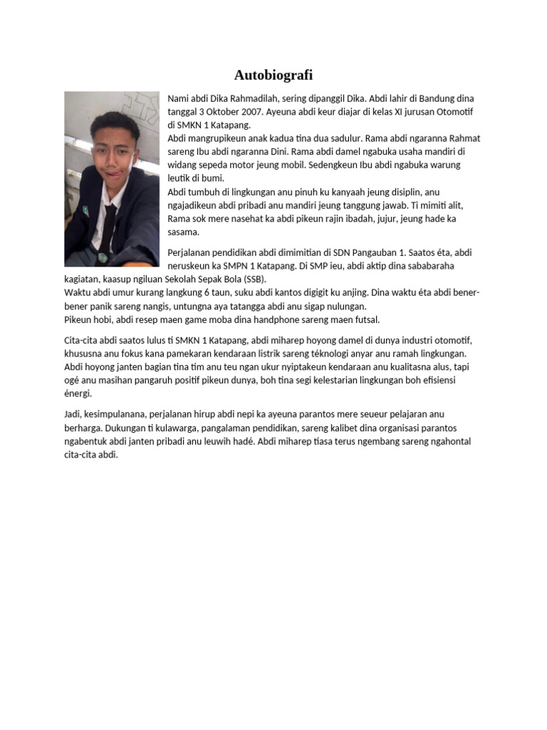 Otobiografi Anak SMK | PDF