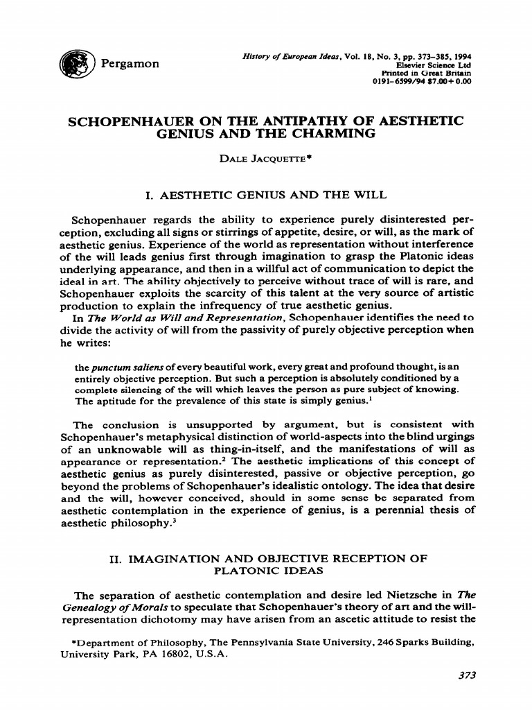 First page of article | PDF | Arthur Schopenhauer | Metaphysics