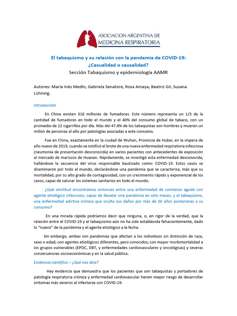 Covid Aamr Recomendaciones Tabaquismo.29-3-2020 PDF | PDF | De fumar | Medicina