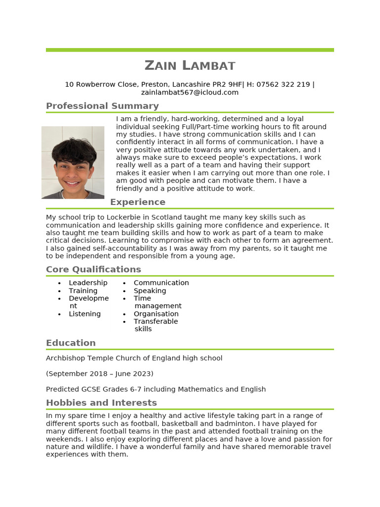 Zain Lambat CV 2023 | PDF