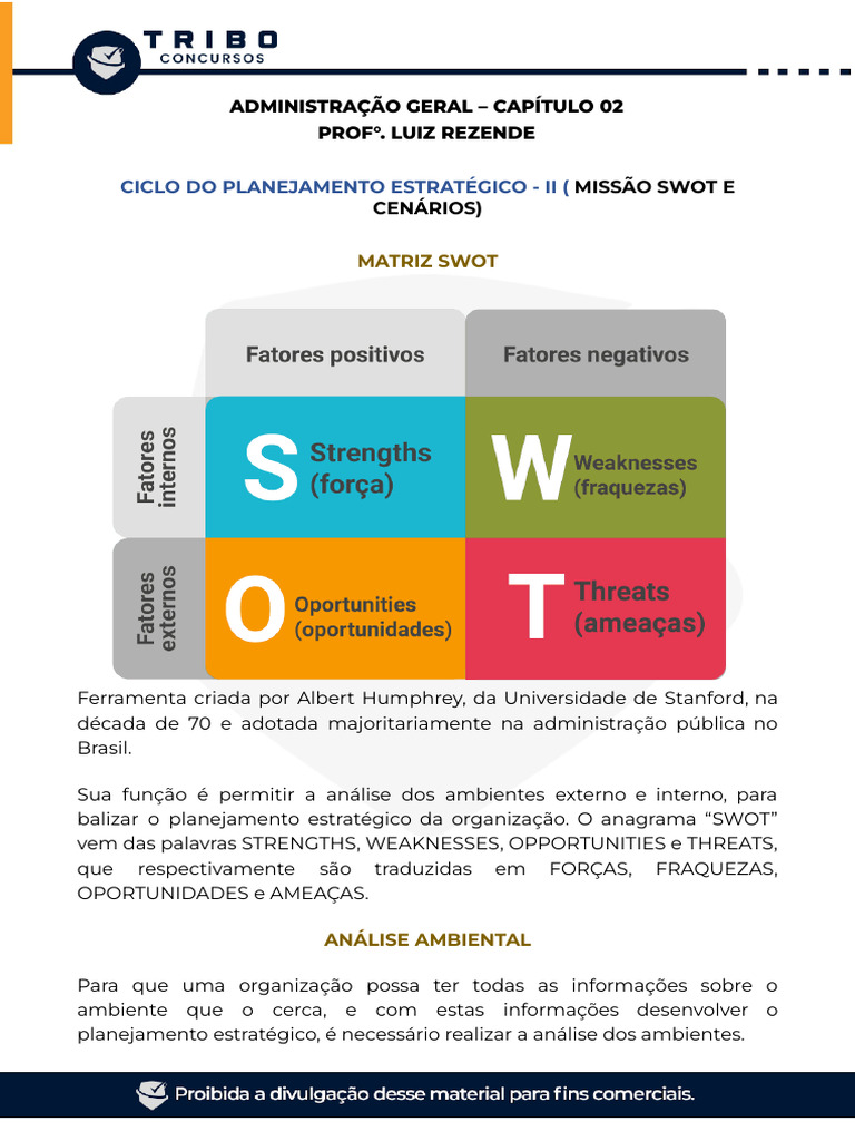 Matriz Swot e Cenários | PDF | Análise SWOT | Business