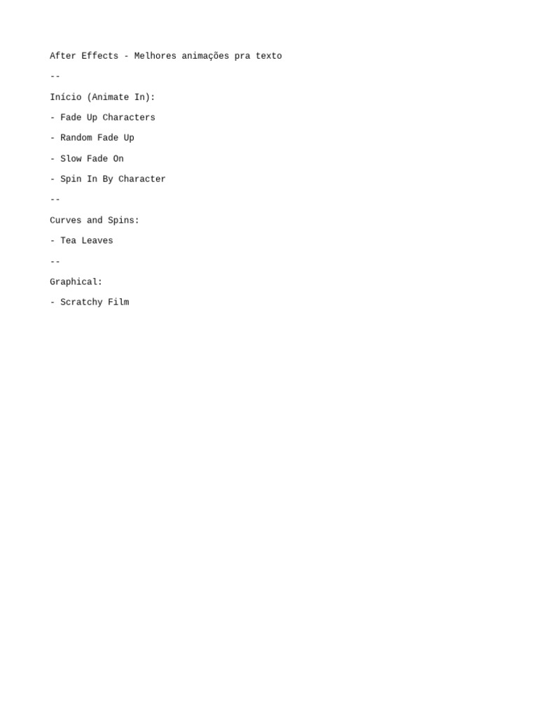 Melhores Animações de Texto no After Effects | PDF