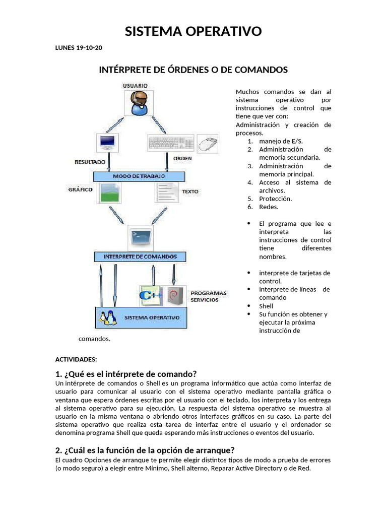 Sistema Operativo - Interprete de Comandos - 19-10-2020 | PDF | Interfaz de línea de comando ...