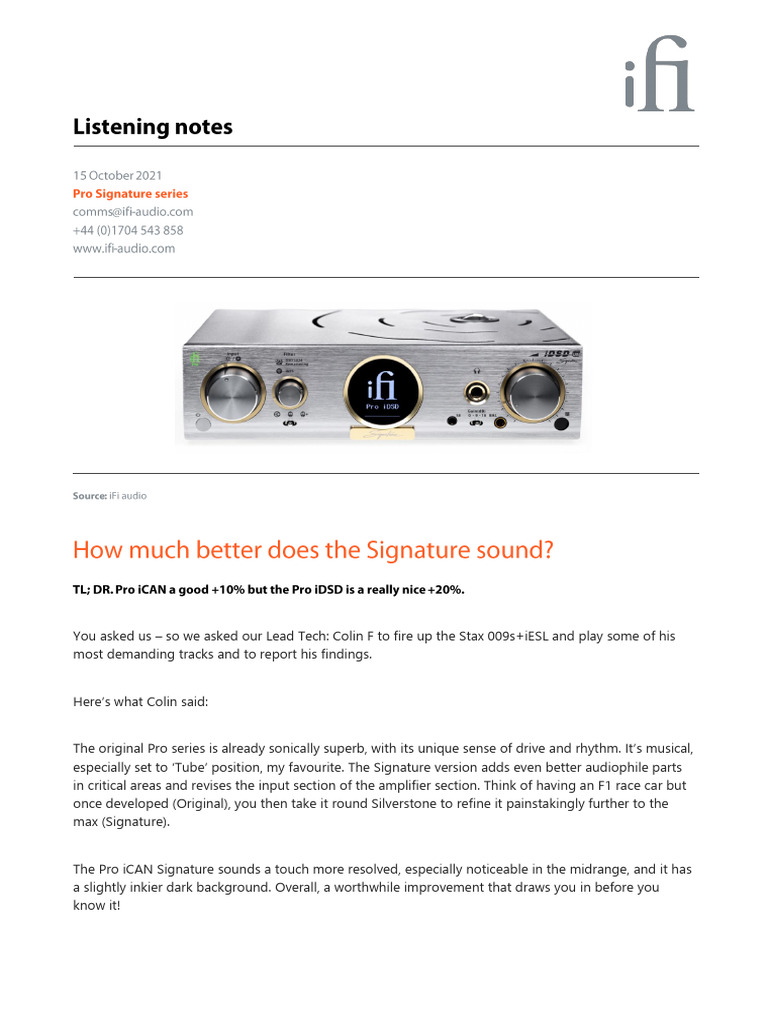 Listening-notes__Pro-iDSD-Signature_Oct21 | PDF | Drum Kit | Sound
