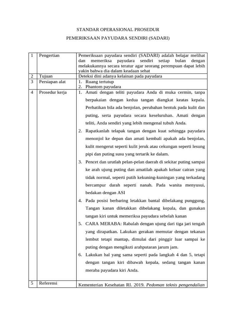 SOP Sadari - Setiani | PDF