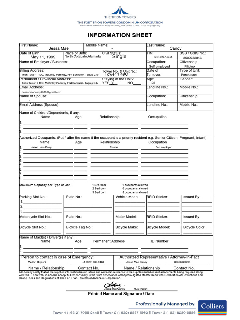 t1 49c - Information Sheet | PDF | Privacy | Information Privacy