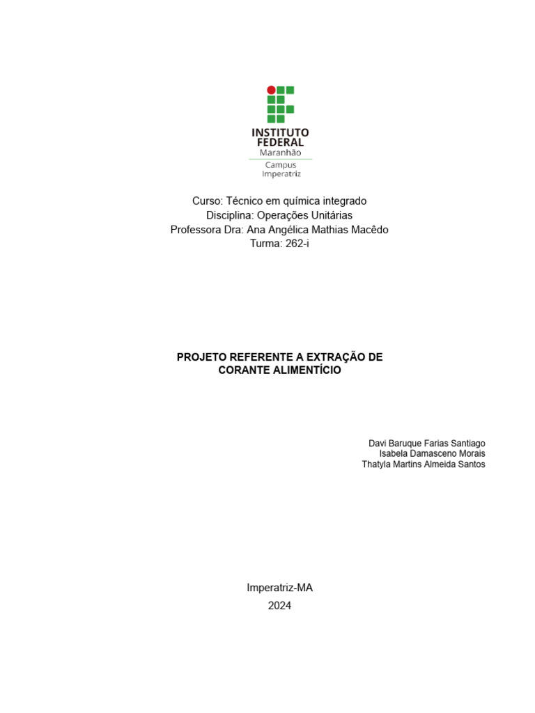 Modelo-Projeto-Pesquisa IFMA | PDF | Alimentos | Pigmento