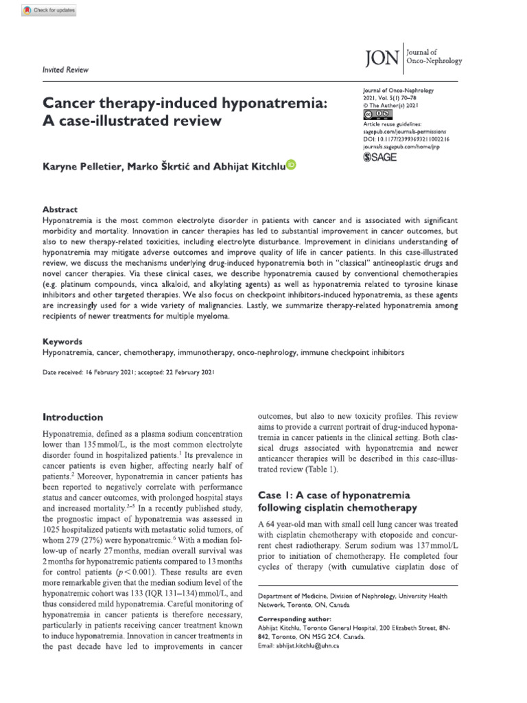 Hyponatremia #1 | PDF