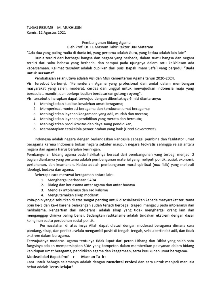 Tugas Resume - M. Mukhlisin | PDF