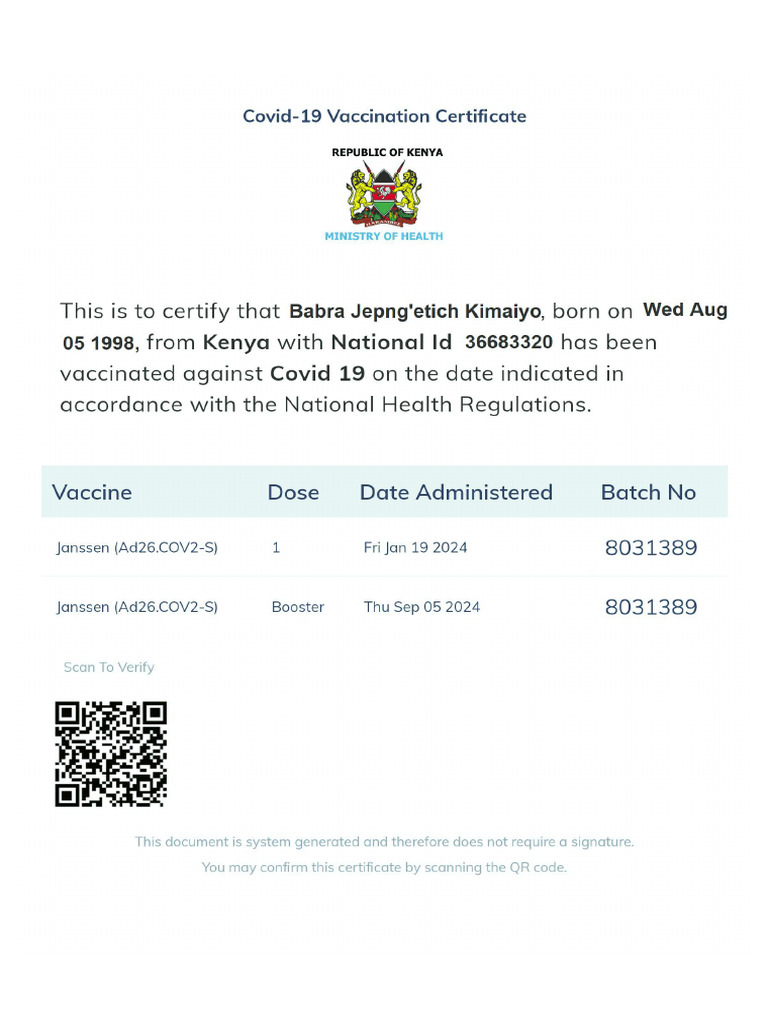 Covid 19 Certificate | PDF