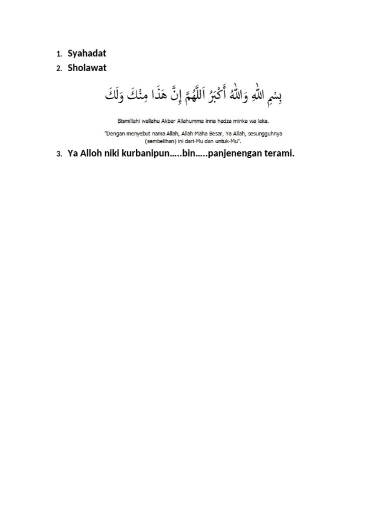 DOA MENYEMBELIH KURBAN | PDF