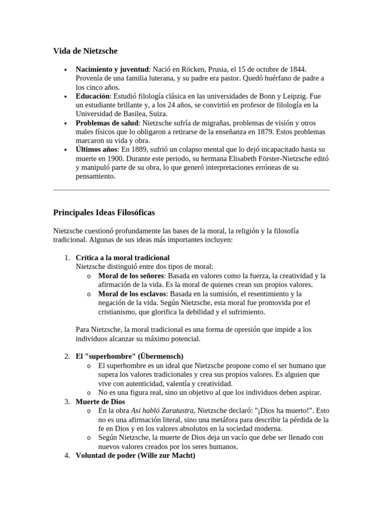 Vida de Nietzsche | PDF | Friedrich Nietzsche | Moralidad