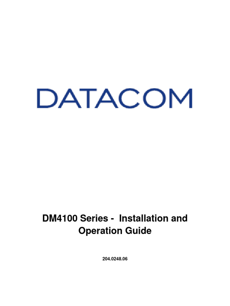 204.0248.06-dm4100 Series-Installation and Operation Guide | PDF | Power Supply | Networking