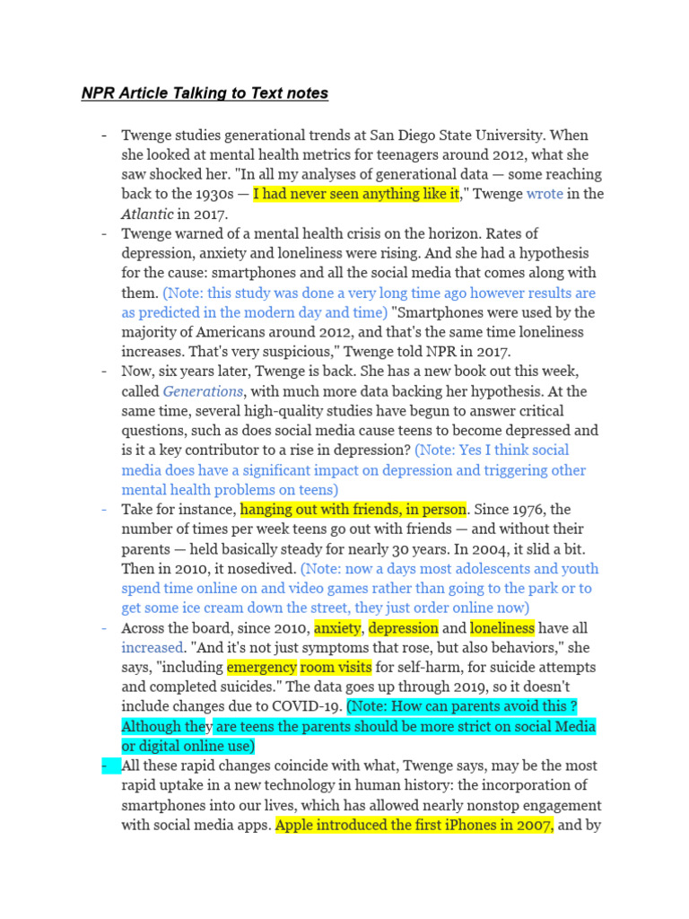 NPR (Talking to Text).pdf | PDF | Adolescence | Loneliness