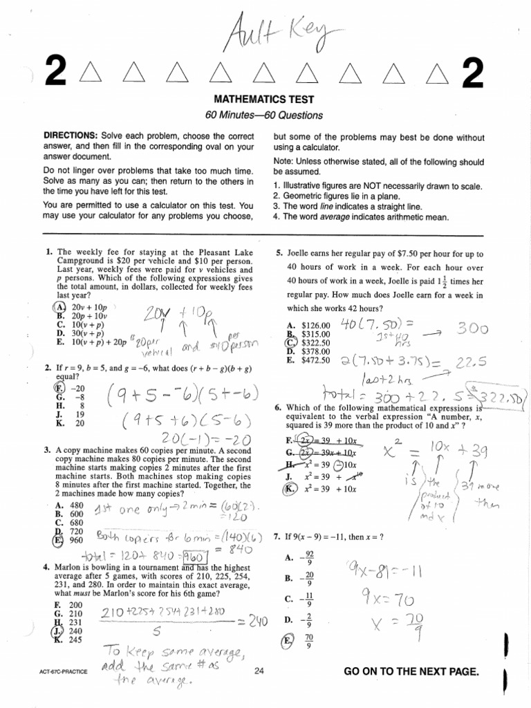 ACT Practice Test 2014 Solutions | PDF