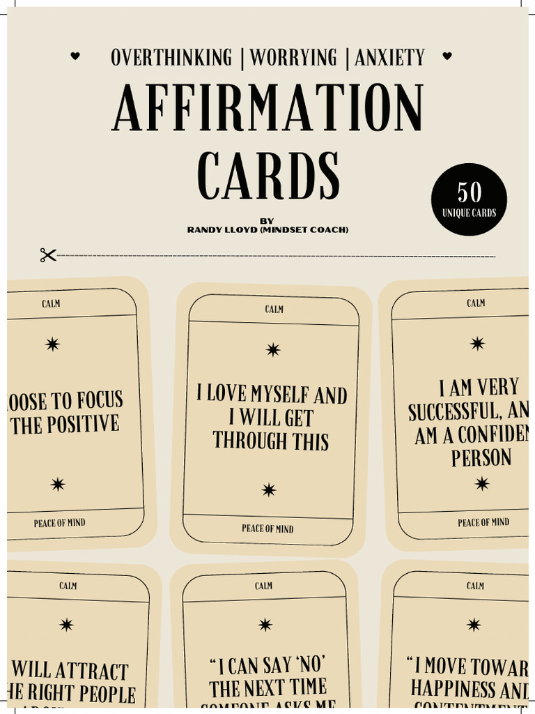 50 Stop Overthinking Affirmation Cards | PDF