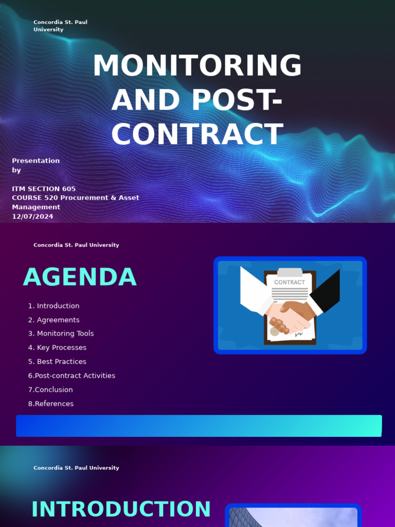 Monitoring and Post-Contract | PDF | Audit | Business